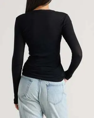 Auralee Sheer Rib Long Sleeve Top