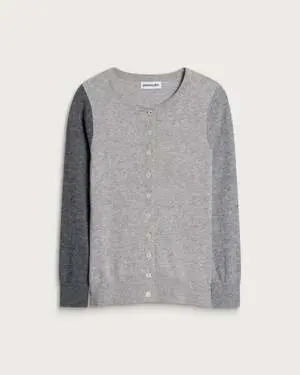 PEACHY DEN Colourblock Cardigan - Greyscale