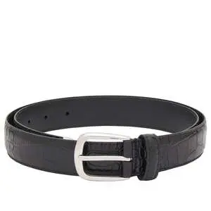 Anderson's Narrow Stitch Trimmed Alligator Print Belt - Black