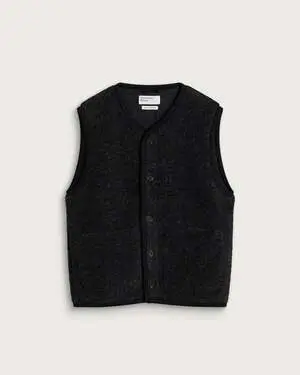 Universal Works Bouclet Fleece Lancaster Gilet Jacket - Charcoal