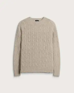 DRAKE'S Brushed Shetland Cable Jumper - Vellum