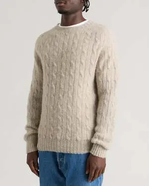 DRAKE'S Brushed Shetland Cable Jumper