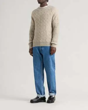 DRAKE'S Brushed Shetland Cable Jumper