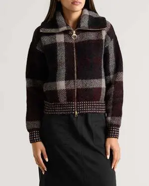 Barbour Carville Knitted Zip Jumper | | Elastane/leather/wool | End Clothing
