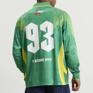 A BATHING APE Flame Monogram Long Sleeve Football Jersey
