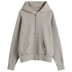 LES TIEN Heavyweight Raglan Zip Hoodie - Heather Grey