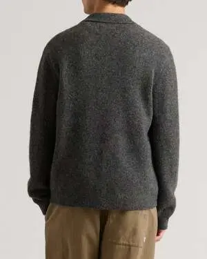 WAX LONDON Tristan Fluffy Wool Long Sleeve Polo