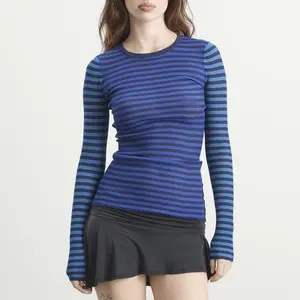 PEACHY DEN Elise Stripe Long Sleeve Top