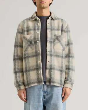 WAX LONDON Whiting Wool Blend Ash Check Overshirt