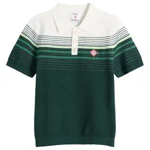 Casablanca Boucle Stripe Polo Shirt - Green