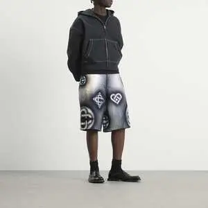 Casablanca Pearlescent Monogram Denim Shorts