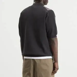 BEAMS Stripe Zip Knit Polo