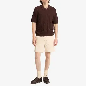 Nn07 Gustav Pointelle Stitch Zip Polo