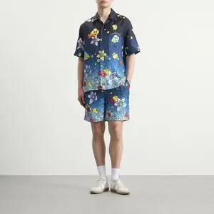 Casablanca Collage D’icones Graphiques Cuban Collar Shirt | Size: | 100% Silk | End Clothing