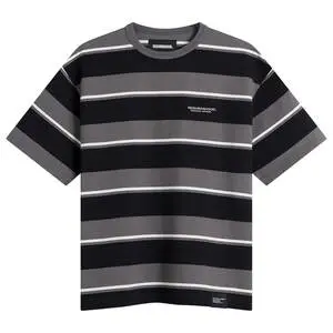 NEIGHBORHOOD Border Stripe Logo T-shirt - Gray