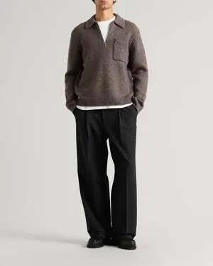 WAX LONDON Alpha Zip Space Dye Long Sleeve Polo