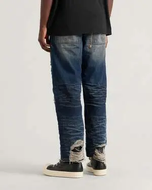 THUG CLUB Skull Stitch Ripped Denim Pants