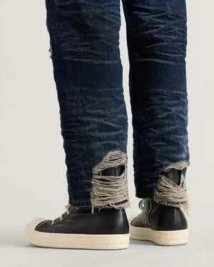 THUG CLUB Skull Stitch Ripped Denim Pants