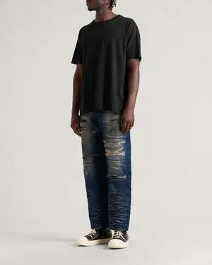 THUG CLUB Skull Stitch Ripped Denim Pants