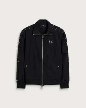 THUG CLUB Triple Line Stud Track Jacket - Black