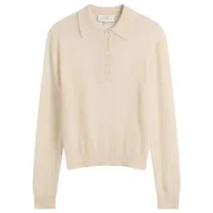 Studio Nicholson Long Sleeve Polo Knit - Plaster