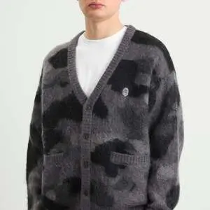 A BATHING APE Colour Camo Mohair Knit Cardigan