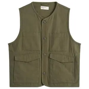 Universal Works Brushed Moleskin 4 Pocket Gilet Jacket - Olive