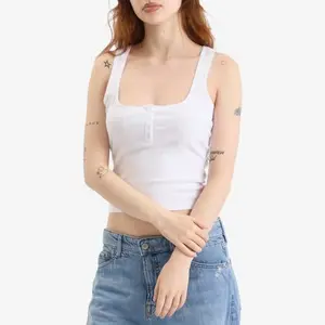 Good American Pointelle Henley Tank Top