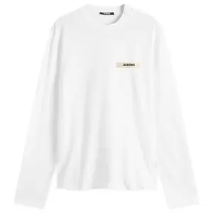 Jacquemus Grosgrain Logo Long Sleeve T-shirt - White