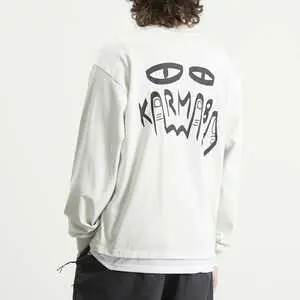 KARMA8A Layered Long Sleeve Woven Hem T-shirt