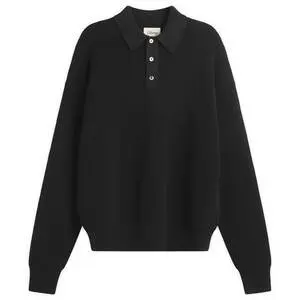 RONNING Long Sleeve Knit Polo - Black