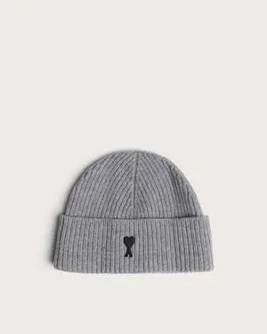 AMI Paris Merino Wool Adc Beanie - Heather Ash Grey/black