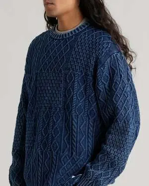 NEIGHBORHOOD Washed Block Patchwork Cable Sweater
