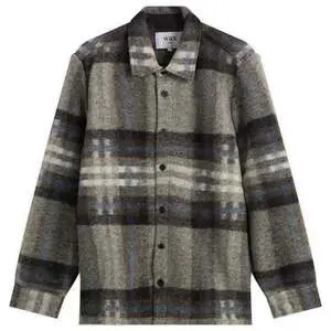 WAX LONDON Nolan Wool Check Overshirt - Grey/blue