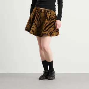 GANNI Printed Flock Denim Mini Skirt