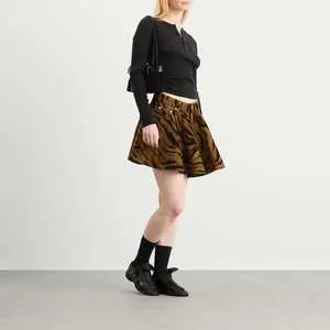 GANNI Printed Flock Denim Mini Skirt
