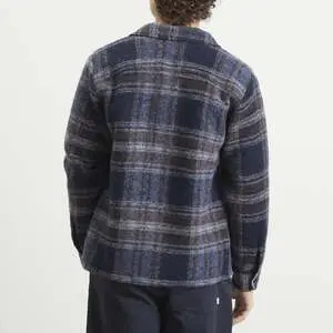 WAX LONDON Whiting Check Wool Blend Overshirt