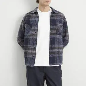 WAX LONDON Whiting Check Wool Blend Overshirt