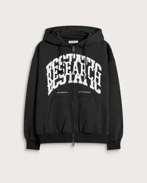 ECSTATIC RESEARCH Campus Zip Hoodie - Black