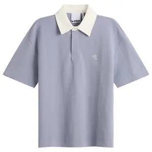 LE PERE Shorts Sleeve Rugby Polo - Blue Grey