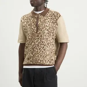 BEAMS Animal Jacquard Knit Polo
