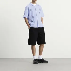 WAX LONDON Didcot Seersucker Doodle Vacation Shirt