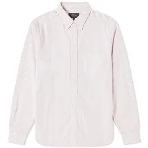 BEAMS Button Down Candy Stripe Shirt - Wine