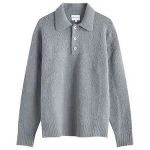 Norse Projects Rasmus Brushed Knit Polo - Mouse Grey