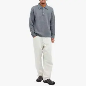 Norse Projects Rasmus Brushed Knit Polo - Mouse Grey