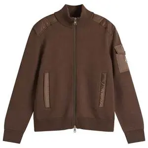 Moncler Hybrid Wool Zip Through Jacket - Brown