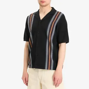 WAX LONDON Ivy Cotton Stripe Vacation Shirt - Black/multi