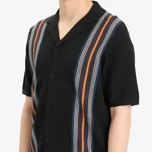 WAX LONDON Ivy Cotton Stripe Vacation Shirt - Black/multi