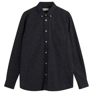 FORET Creek Heavy Flannel Check Overshirt - Navy