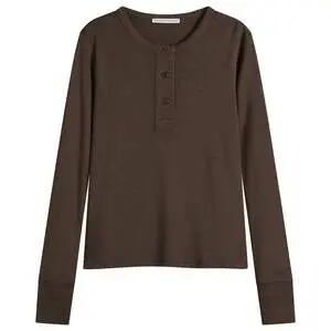 Studio Nicholson Roane Long Sleeve Henley - Espresso